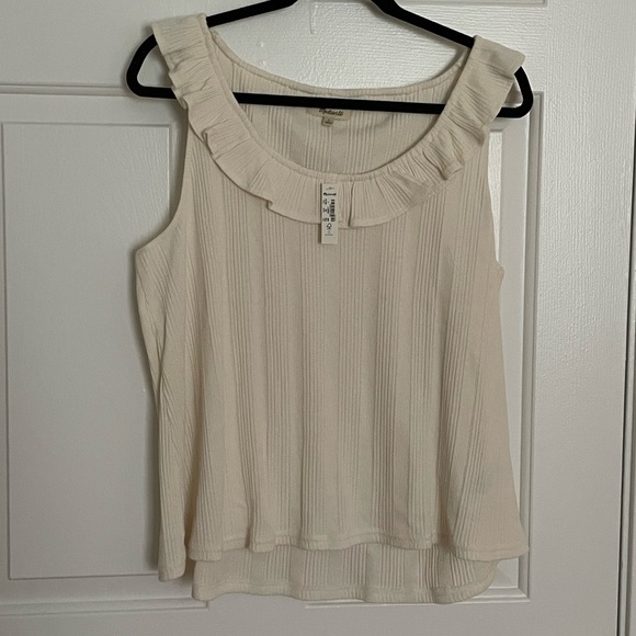 Madewell | Tops | Madewell Ribbed Pointelle Ruffled Scoop Tank | Poshmark